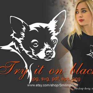 Chihuahua Svg Clip Art Portrait, White Vector Graphic, Chihuahua ...