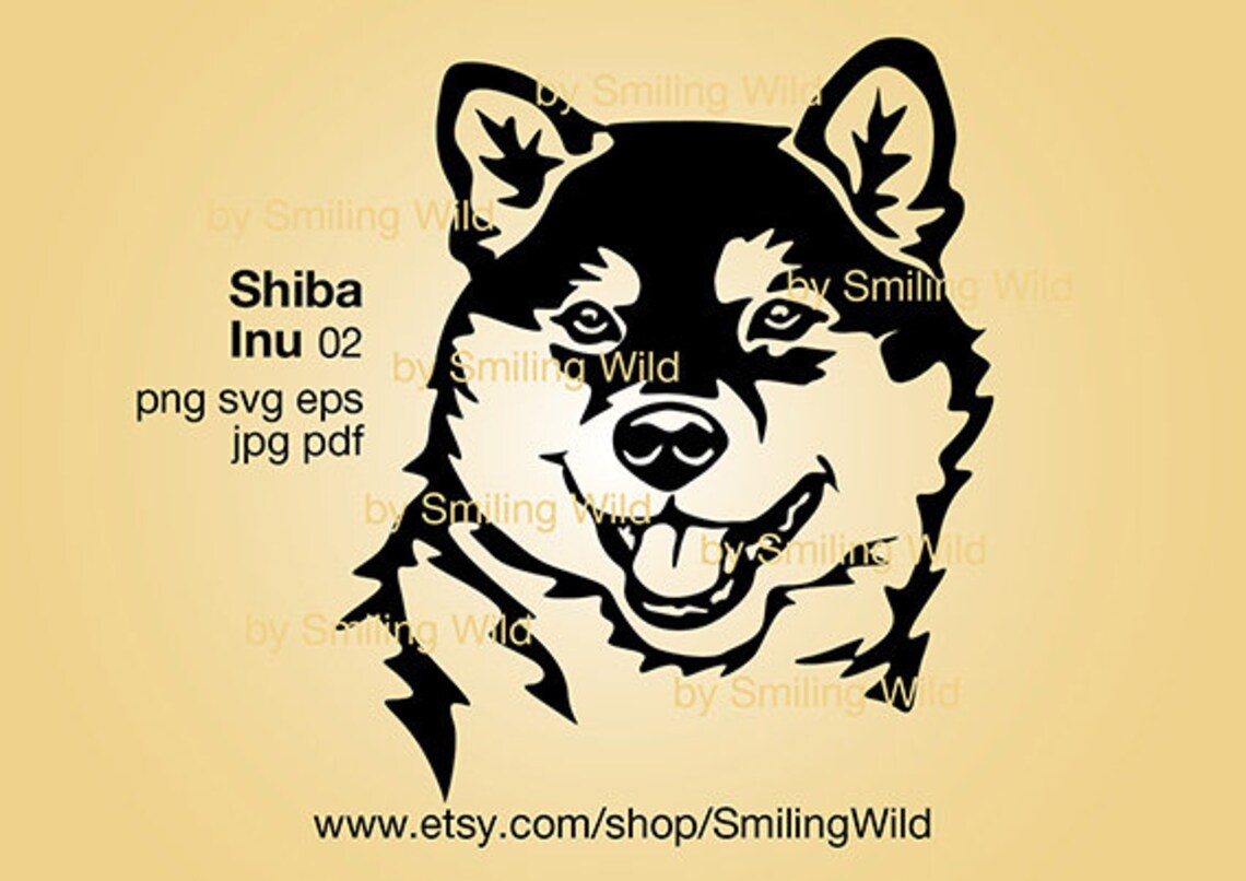 Shiba Inu Dog Breed Svg Portrait Cricut Vector Graphic Art - Etsy