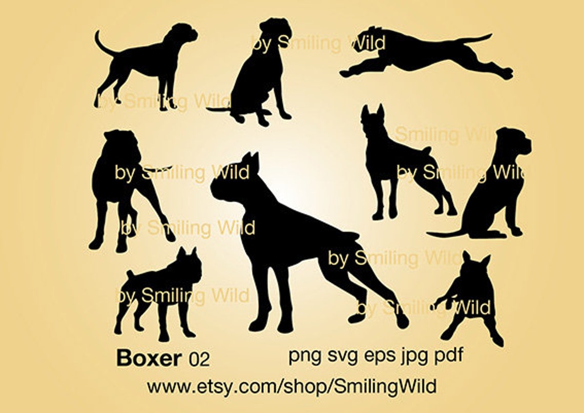 Boxer Dog Svg Cut File Clipart Vector Graphic Art Boxer Dog - Etsy