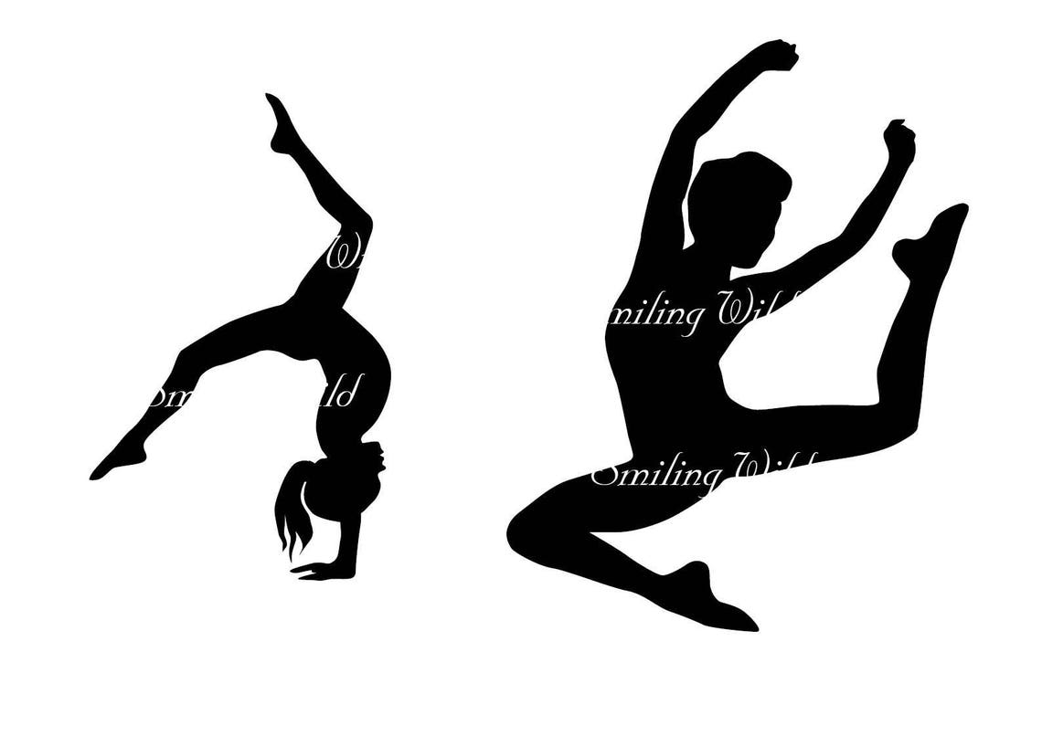 Acro Dance SVG Clipart: Gymnastic, Yoga, Ballet Silhouettes (digital ...