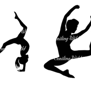 Acro Dance Svg Silhouette Clipart Printable Dancing Woman Gymnastic ...