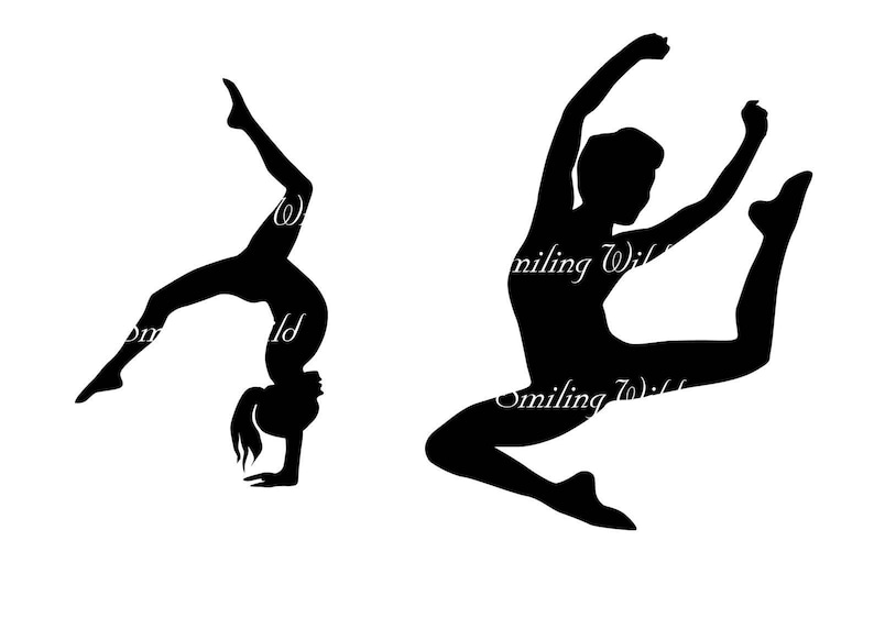 Acro Dance SVG Clipart: Gymnastic, Yoga, Ballet Silhouettes (digital ...