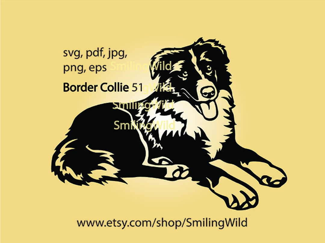 Border Collie Svg Clip Art Cut File Lying Dog Vector Graphic Art Lying ...