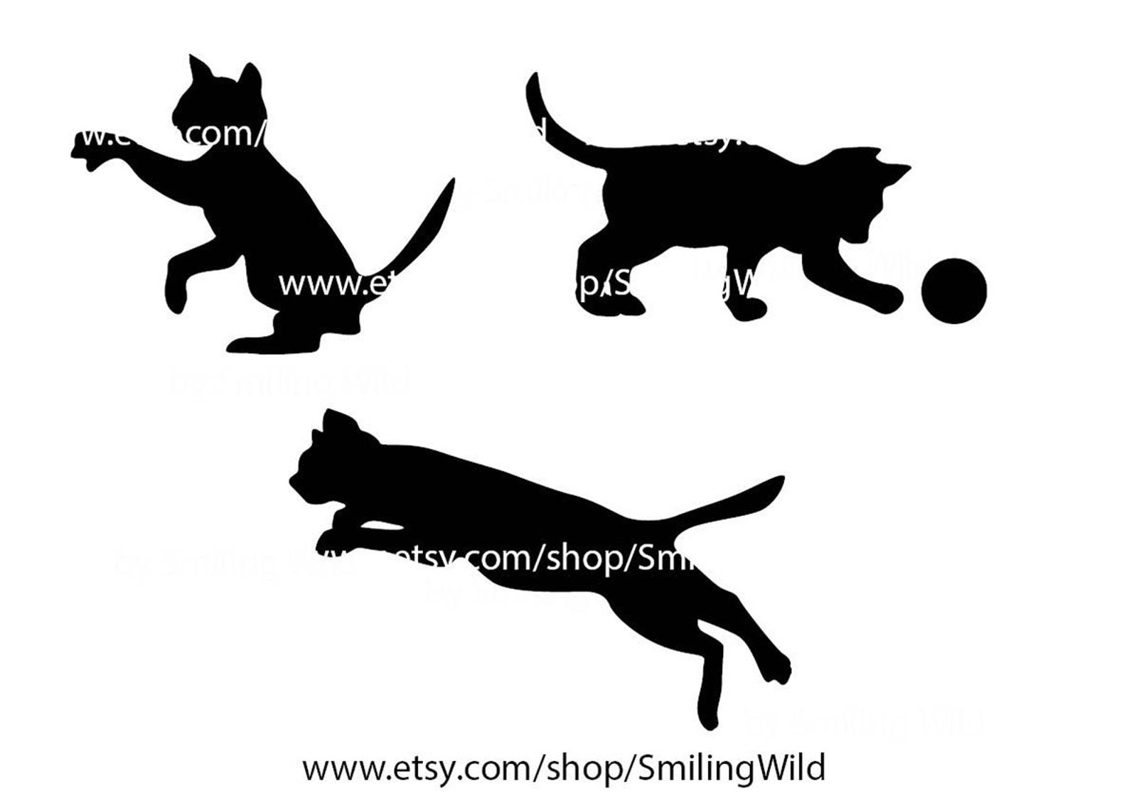 Cat Playing Svg Silhouette Clipart Jumping Cat Vector Graphic - Etsy