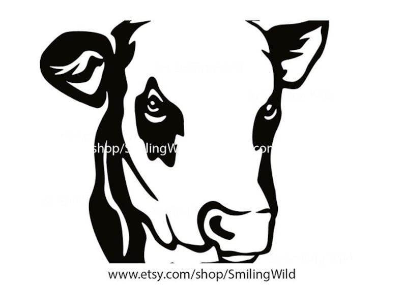 Simmental Cow SVG: Vector Graphic Portrait, Laser Cut File (digital ...