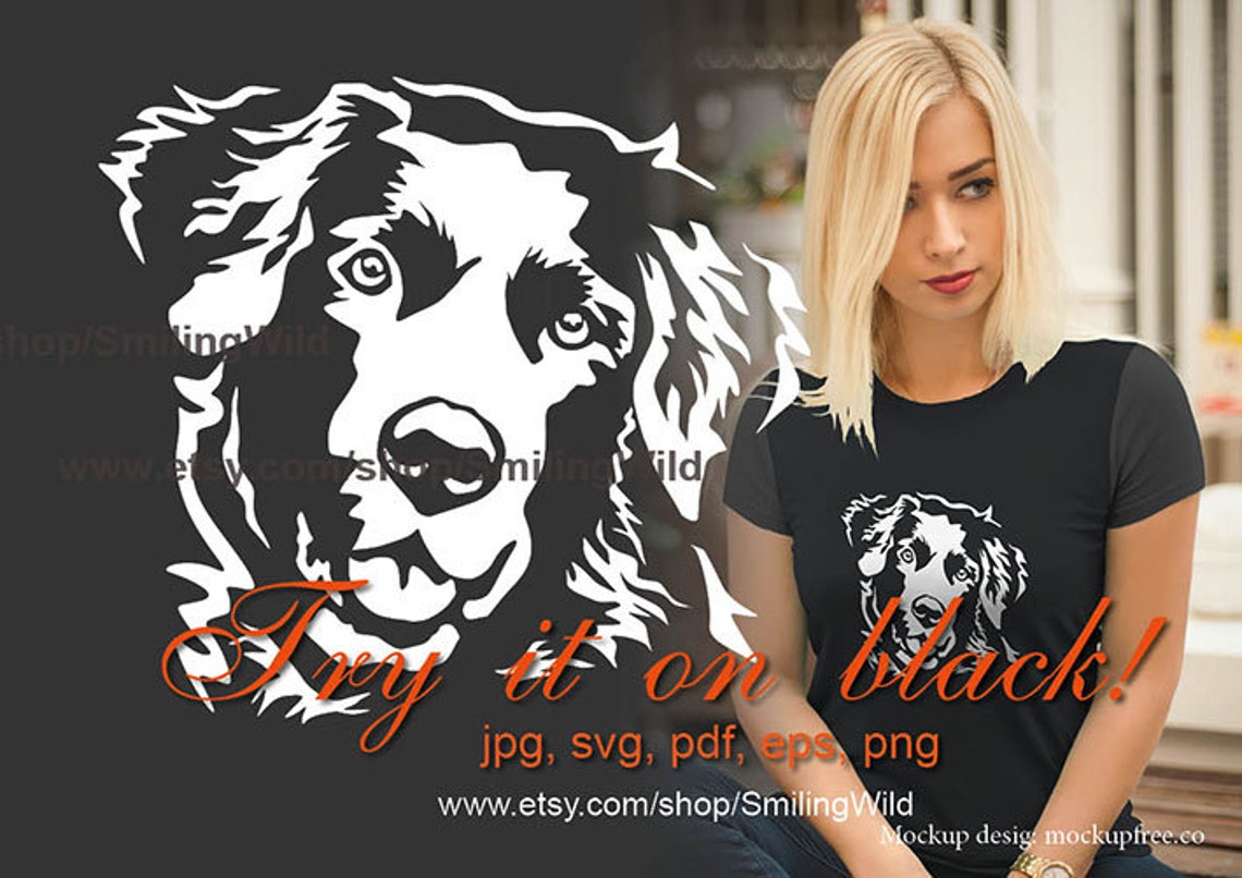 Stabyhoun Dog Breed Svg Clipart White Print on Black Stabyhoun | Etsy