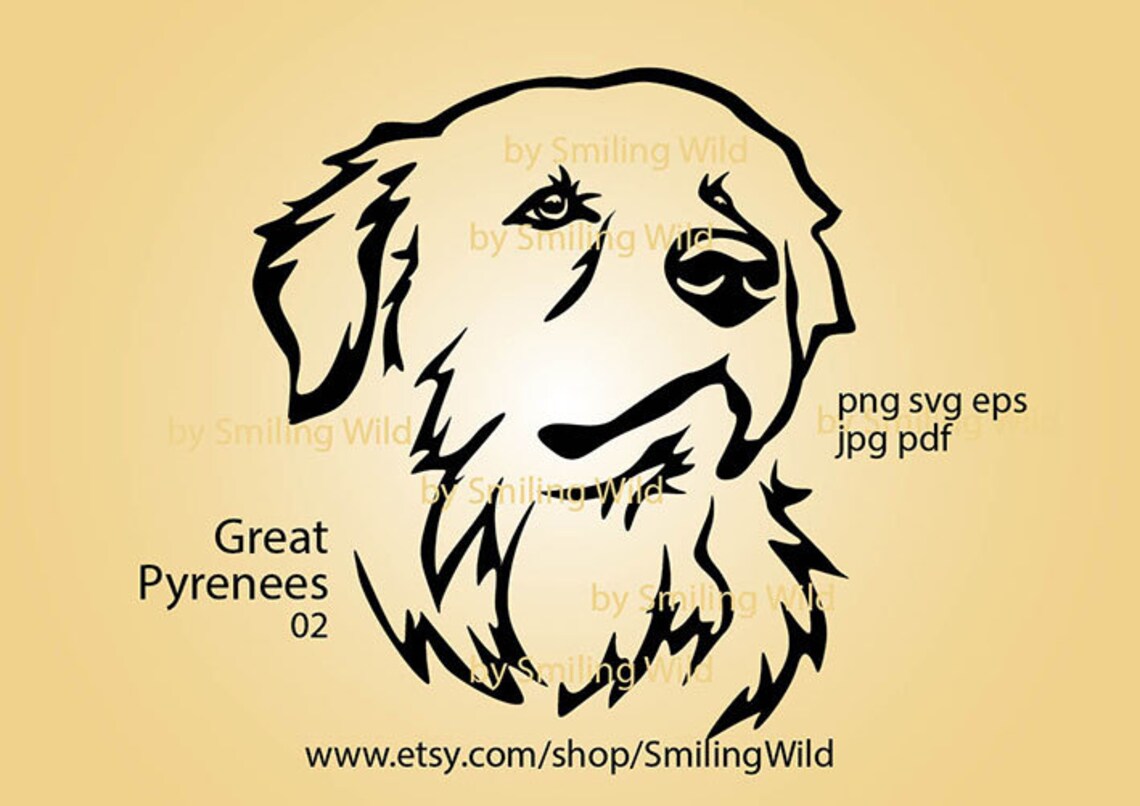 Great Pyrenees 02 Svg Clipart Portrait Vector Graphic Art | Etsy