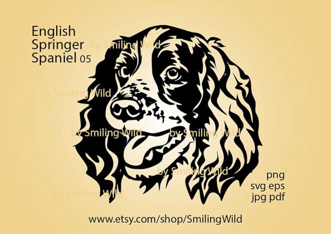 English Springer Spaniel Svg Portrait Vector Graphic Art Hunting Dog ...