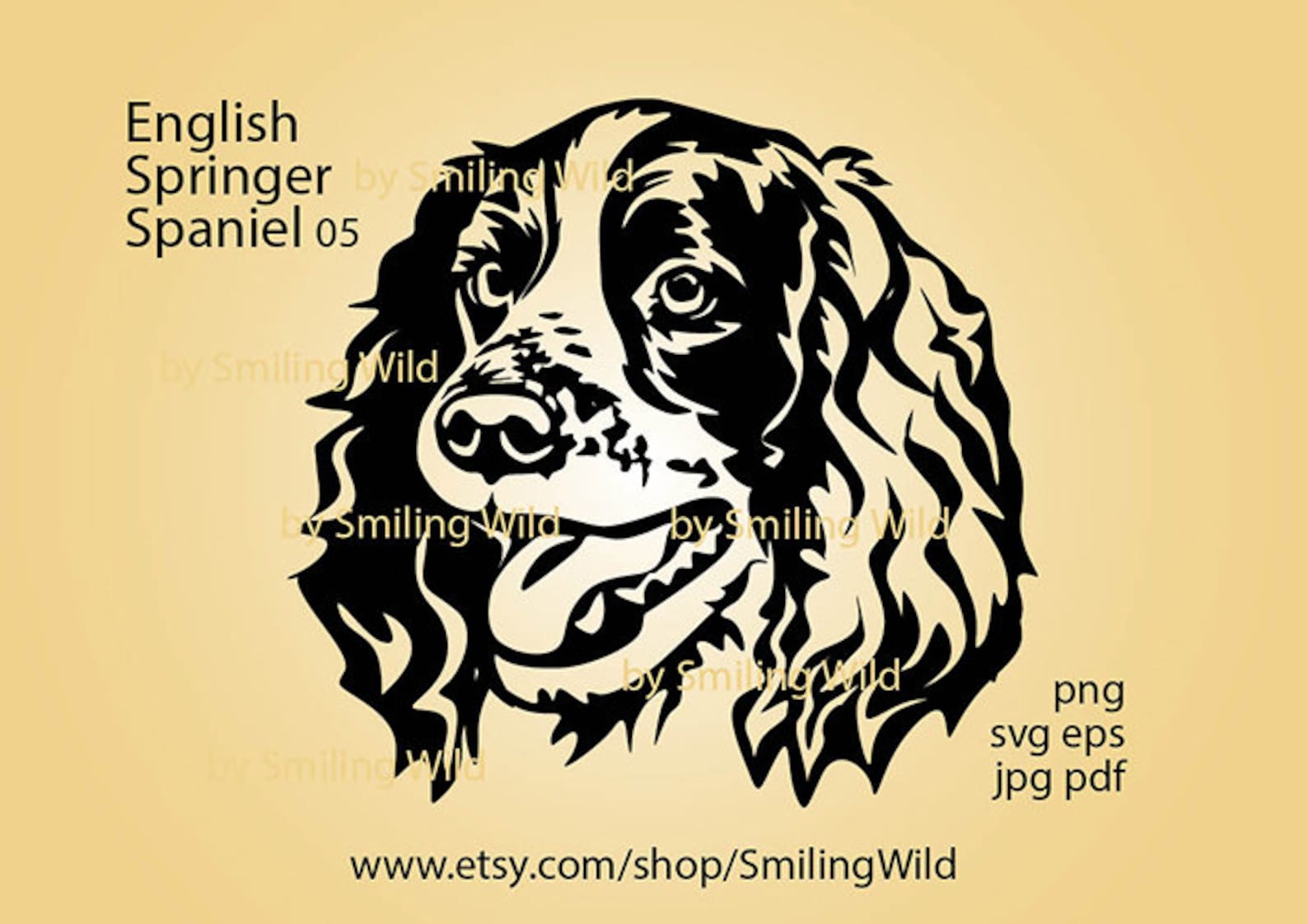 English Springer Spaniel Svg Portrait Vector Graphic Art - Etsy