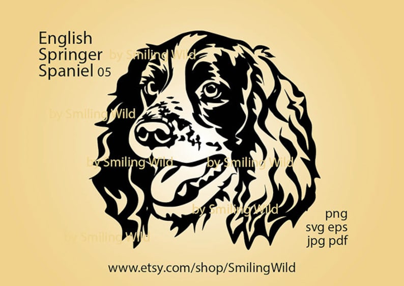 English Springer Spaniel Svg Portrait Vector Graphic Art - Etsy