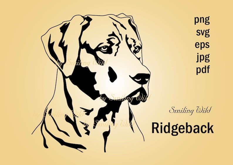 Rhodesian Ridgeback Portrait Vector Graphic Art Png Design | Etsy