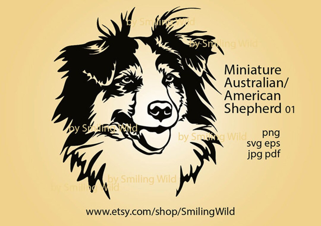 Miniature Australian Shepherd Svg /01/ Vector Graphic Art Cuttable Cut ...