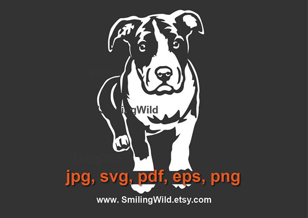 American Staffordshire Terrier Svg Face White Print on Black - Etsy