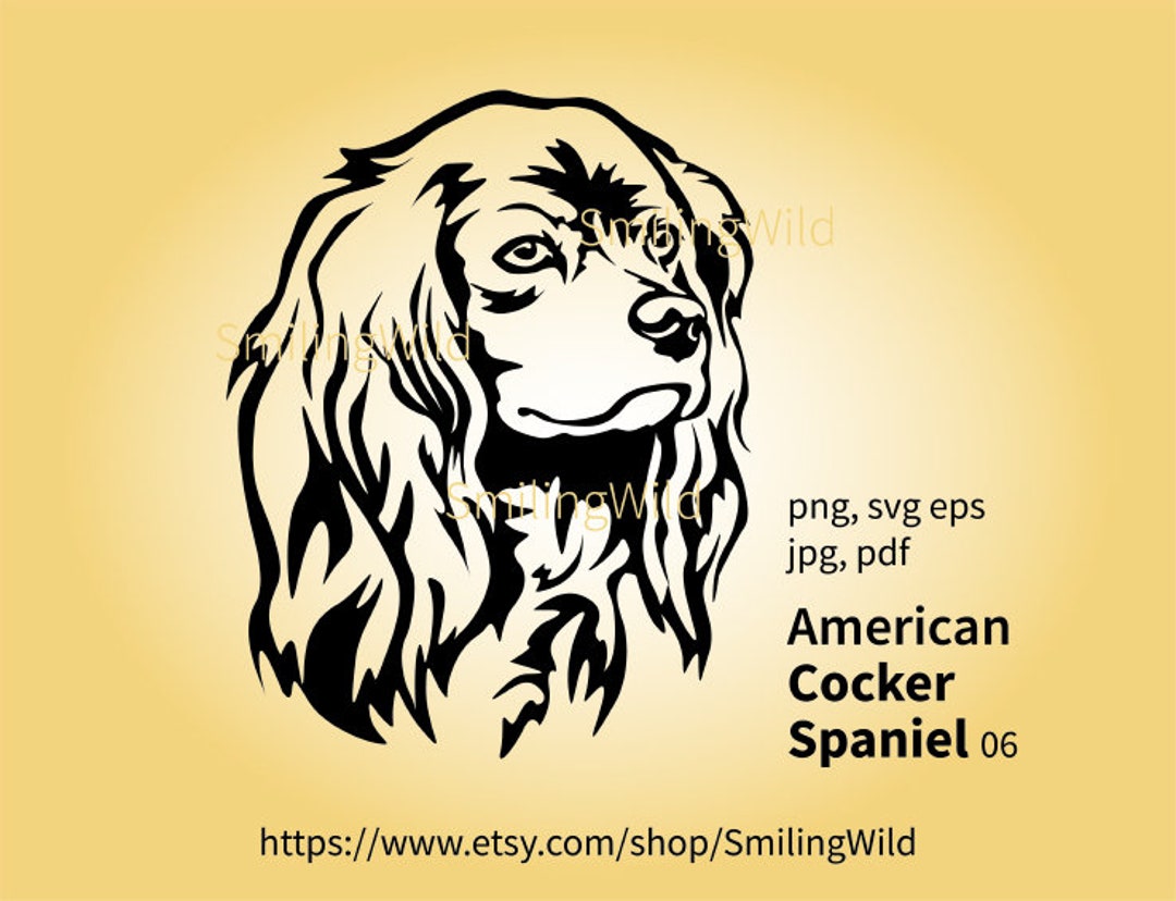 American Cocker Spaniel Head Svg Dog Face Clip Art Cocker - Etsy
