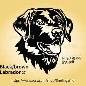 Black / Brown Labrador Retriever Svg Lab Dog Vector Line Drawing ...