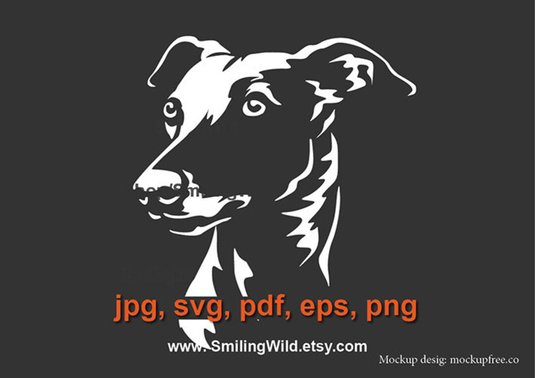 Whippet Dog Head Svg Portrait, Whippet Cuttable Digital Clip Art ...