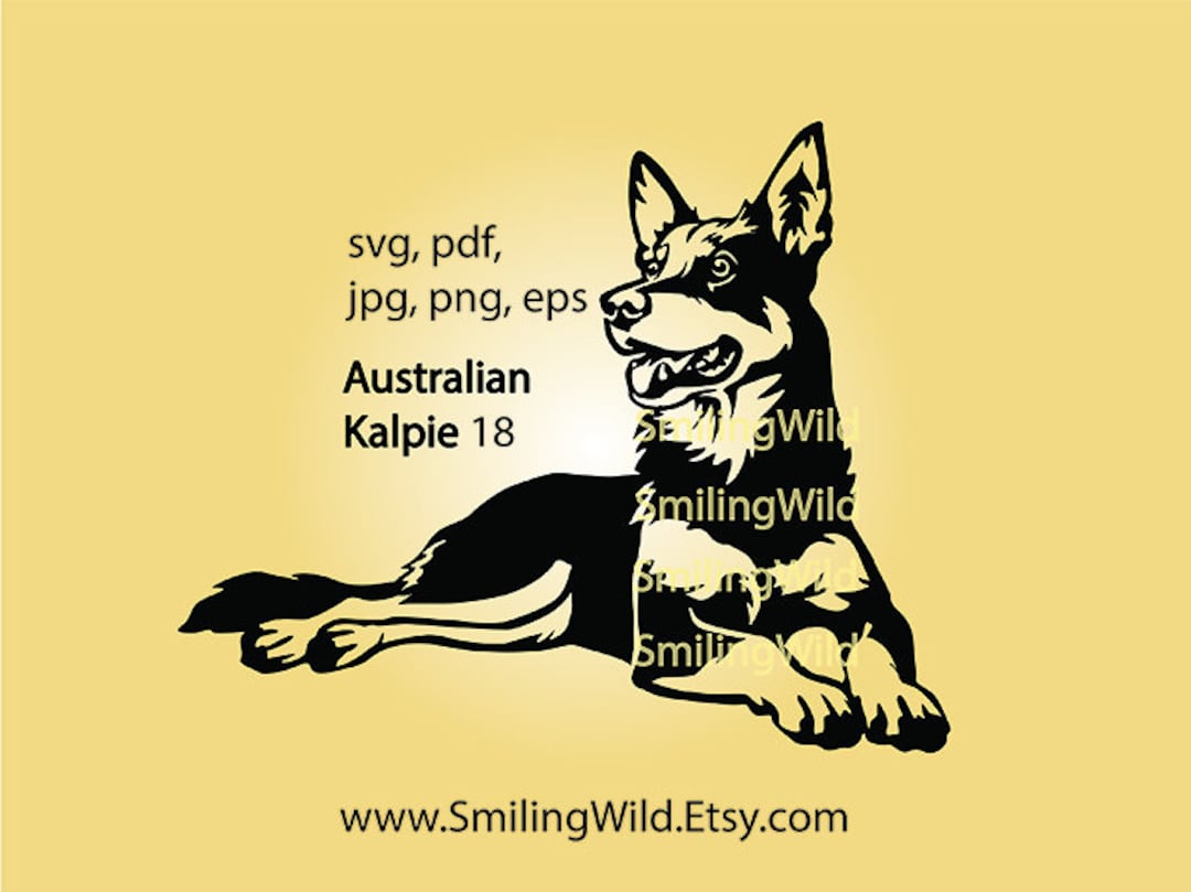 Lying Australian Kelpie Svg Vector Graphic Clip Art, Kelpie Dog Design ...