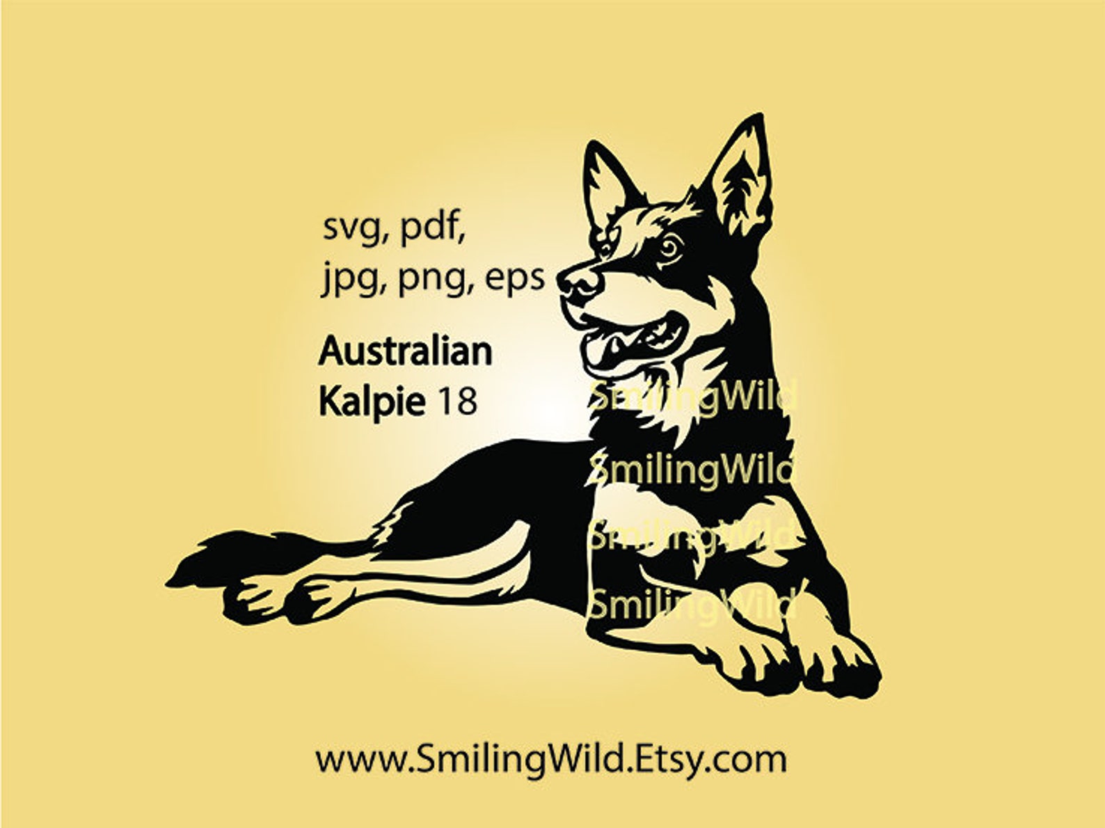 Lying Australian Kelpie Svg Vector Graphic Clip Art, Kelpie Dog Design ...
