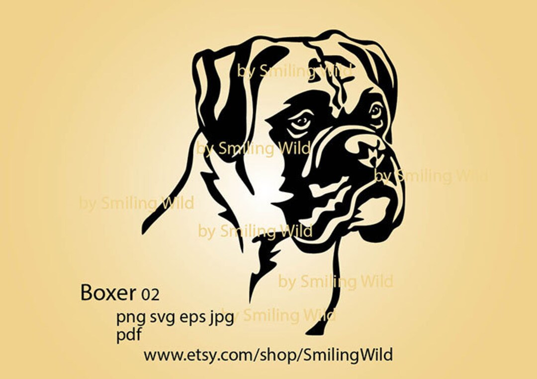 Boxer Dog Breed Svg Clipart Vector Grpahic Art Boxer Dog Portrait Head ...