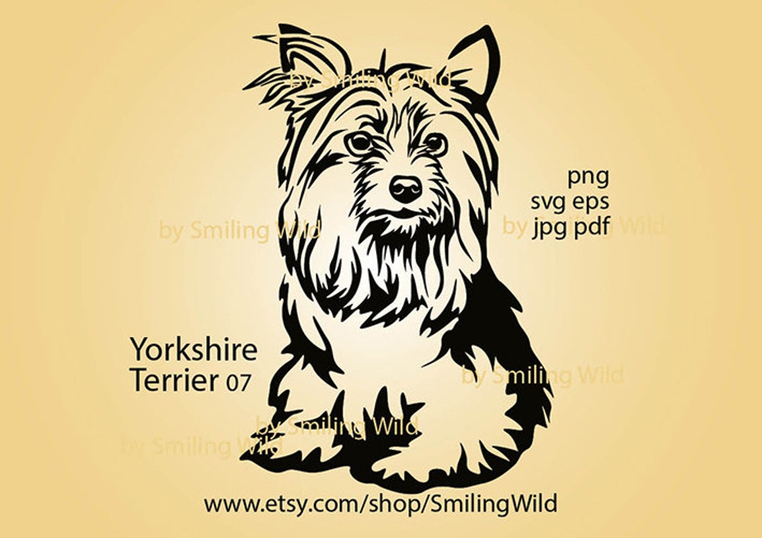 Yorkshire Terrier Svg Clipart, Yorkie Vector Graphic Art Portrait ...