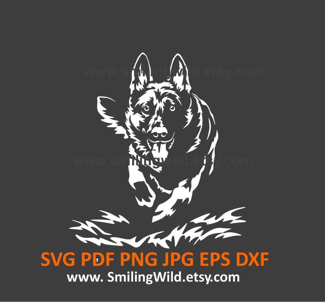 Herding German Shepherd SVG PNG DXF – Realistic Running Dog Canine ...