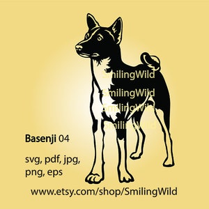Basenji Dog SVG Cut File Full Body Digital Dog Vector Graphic Clip Art ...