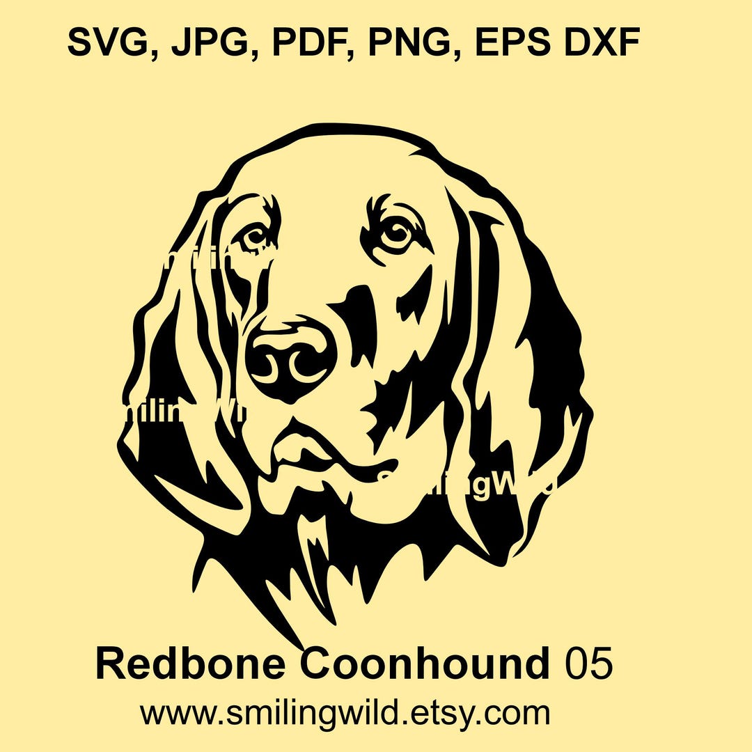 Redbone Coonhound Dog Svg Png Vector Art Portrait - Realistic Dog Cut ...