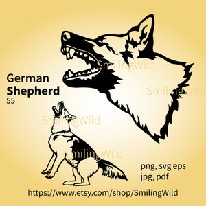 Angry German Shepherd /55/ Dog Svg Clipart Growling Dog German Shepherd ...