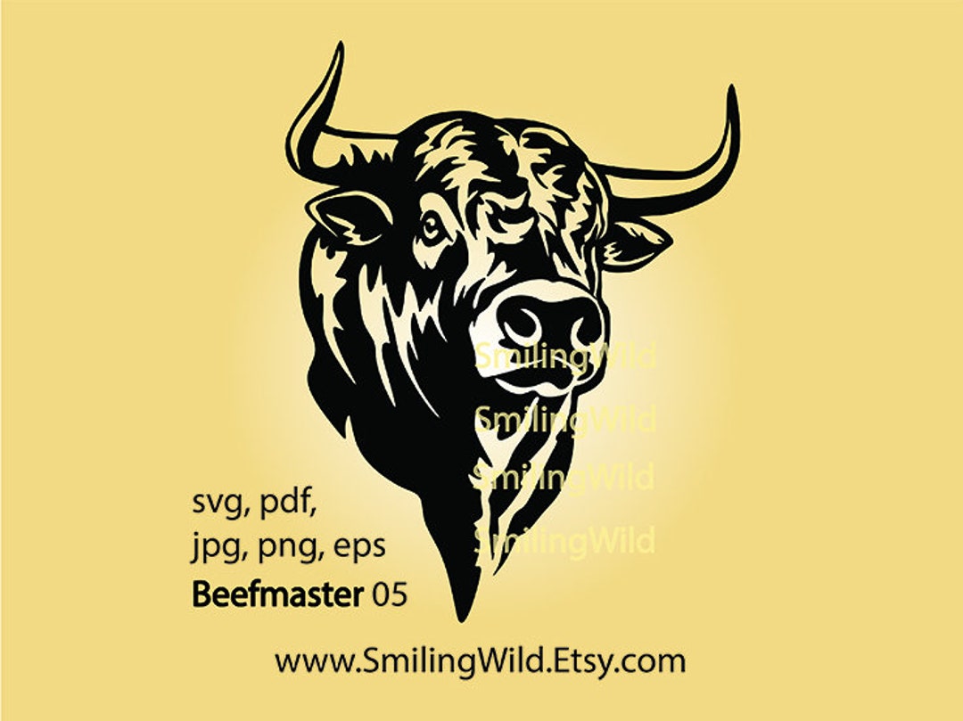 Beefmaster Bull Svg Cattle Clip Art, Beefmaster Head Cut File Vector ...