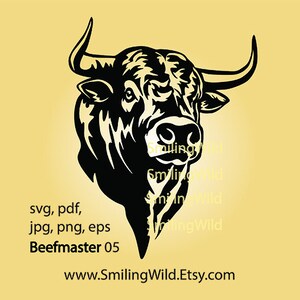 Beefmaster Bull Svg Cattle Clip Art, Beefmaster Head Cut File Vector ...