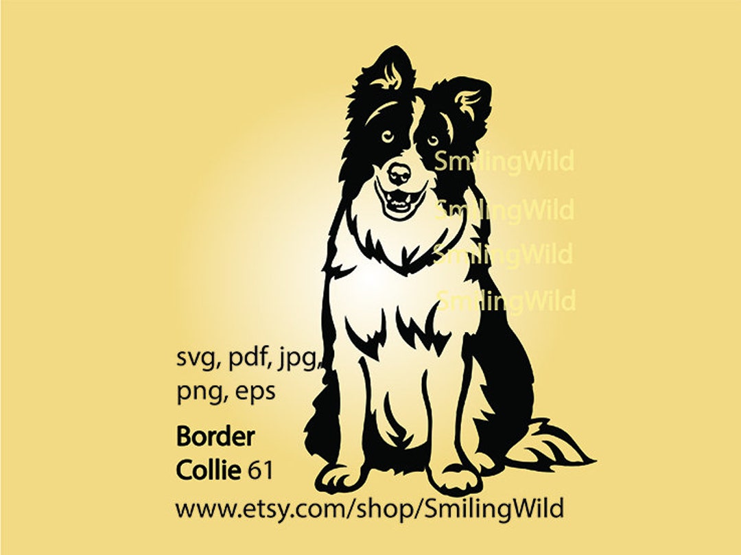 Border Collie Svg Clip Art Vector Graphic Art Cute Dog Border - Etsy