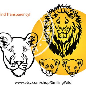 Lion Family Svg /09/ Clipart Vector Graphic Art Lion Dad Mom Cut File ...