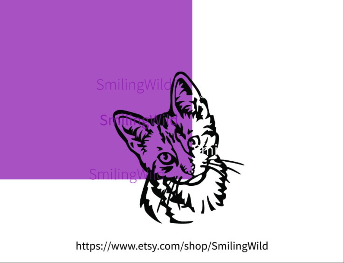 Tabby Cat Svg Vector Graphic Design Kitten Cuttable Clip Art - Etsy