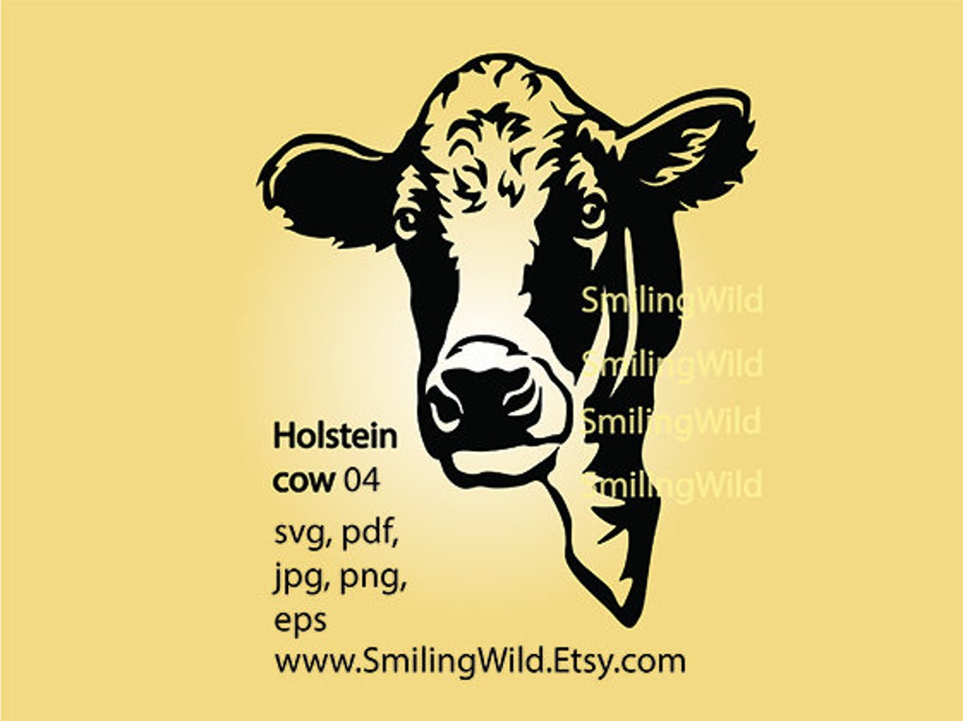 Holstein Cow Head Svg Cattle Vector Graphic Art Holstein - Etsy