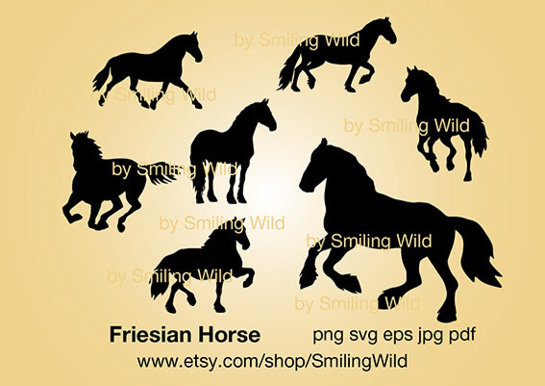 Friesian Horse Svg Clipart Silhouette Vector Graphic Art Friesian Draft ...
