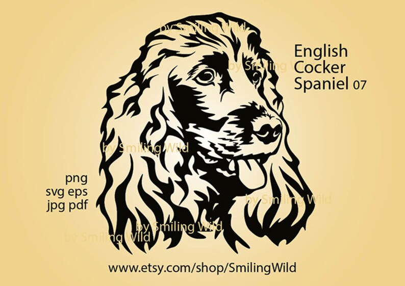 English Cocker Spaniel /07/ Svg Laser Cut File Cute Dog Head - Etsy