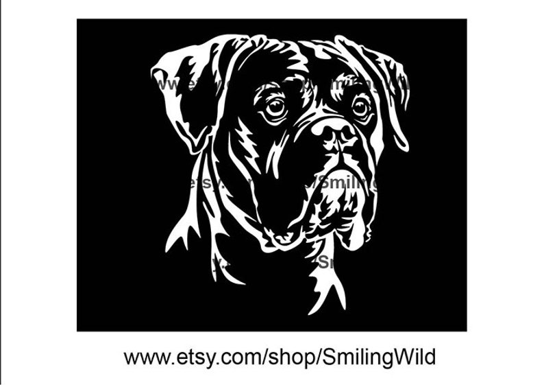 Boxer Dog Face Svg White Vector File Print on Black Boxer | Etsy
