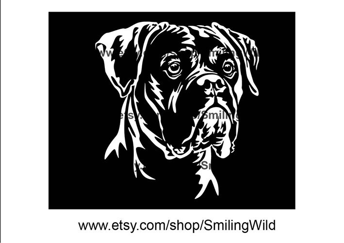 Boxer Dog Face Svg White Vector File Print on Black Boxer - Etsy UK