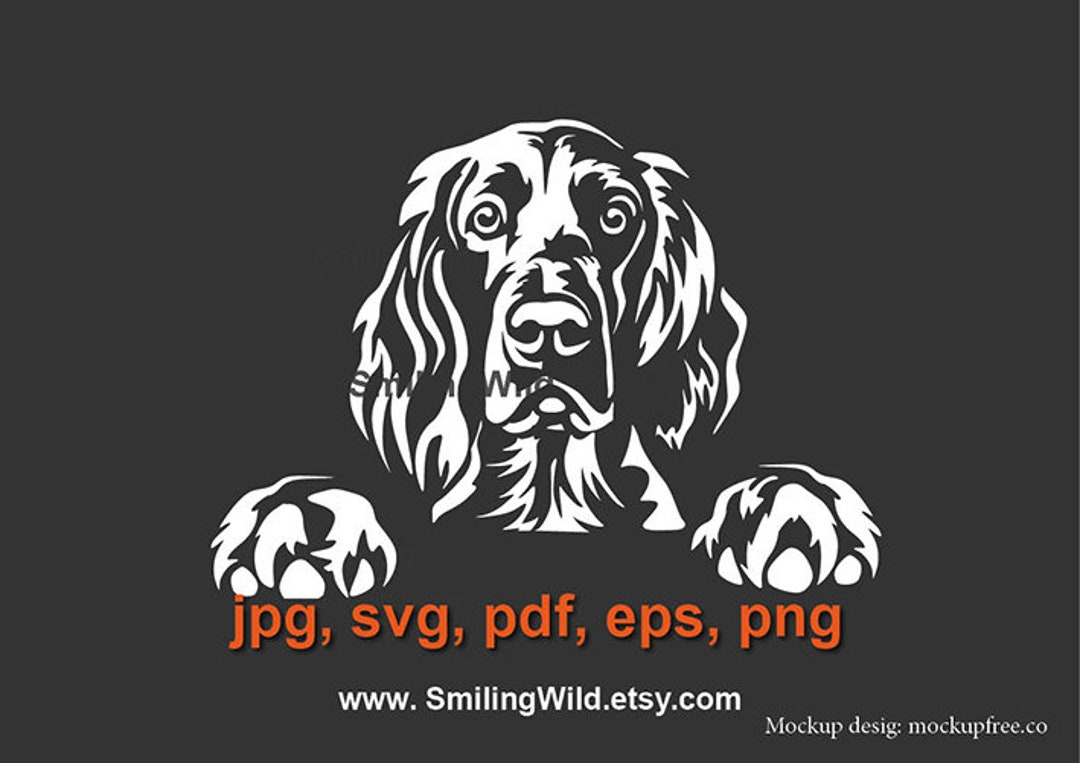 Irish Setter Svg White Print on Black Irish Setter Hunting Dog Portrait ...