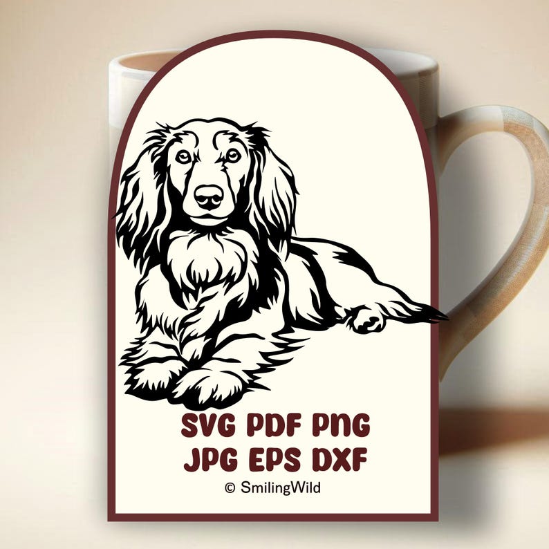 Long Haired Dachshund SVG, PNG, DXF Clipart File - Dog Vector Art - Etsy