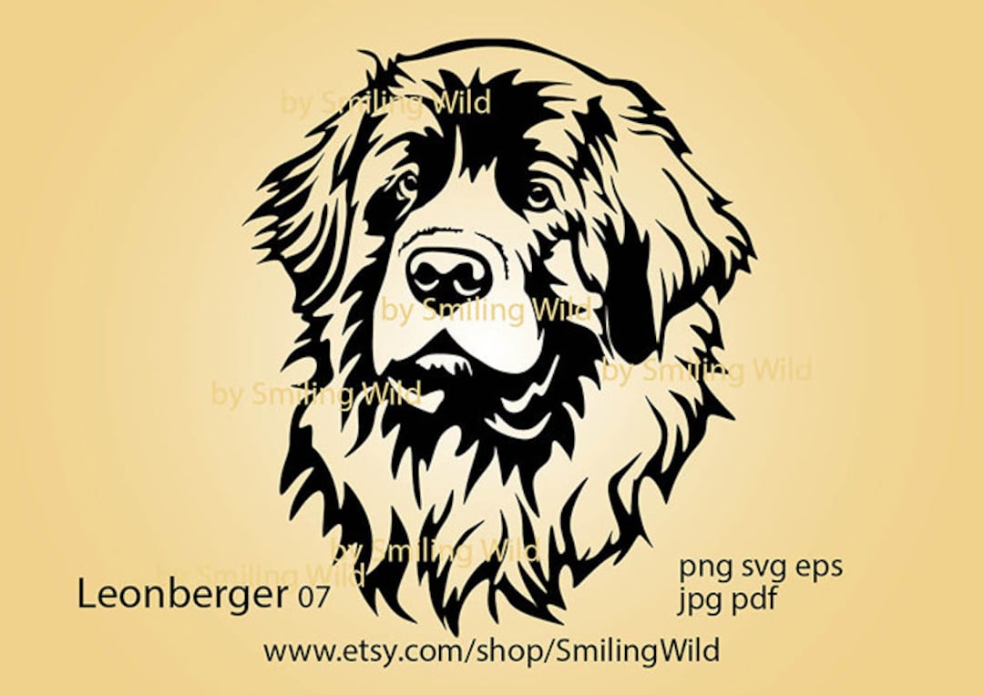 Leonberger Dog Portrait SVG PNG Clipart: Laser Cut File, Cricut Design ...