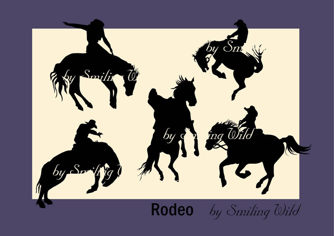 Rodeo Horses Svg Clipart Silhouette Vector Graphic Cowboy - Etsy