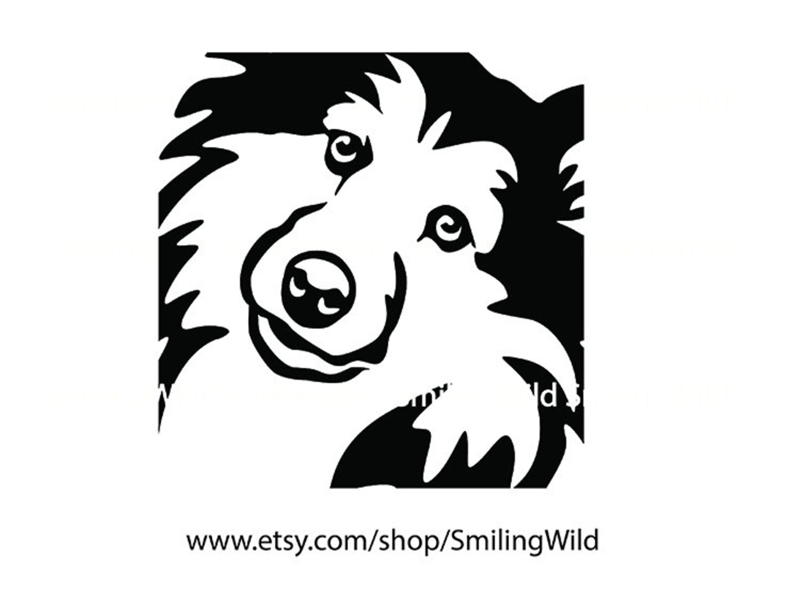 Sheltie Svg Dog Head Tilt Vector Graphic Art Shetland Sheepdog - Etsy