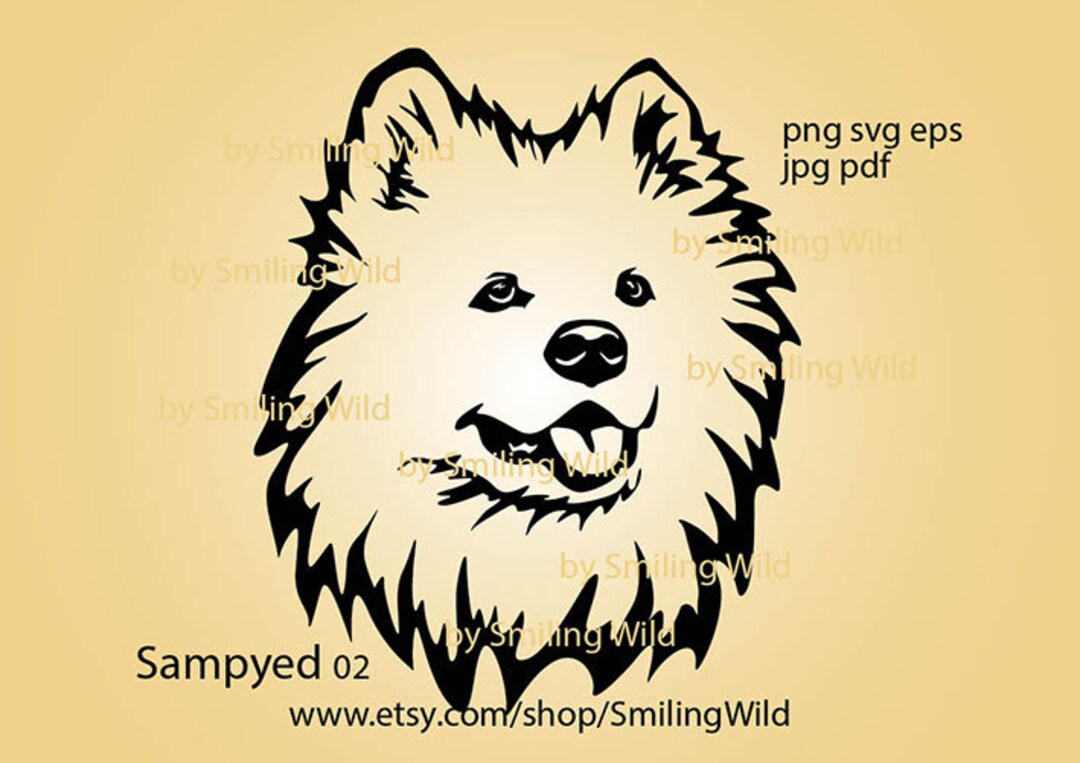 Samoyed Svg Portrait Dog Head Logo Vector Graphic Art Samoyed Clipart ...