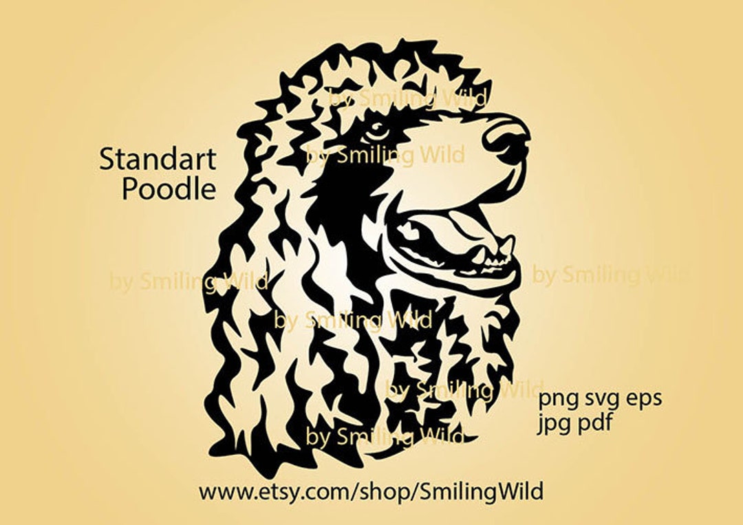 Standard Poodle Svg Portrait Clipart Cricut Poode Cute Smiling - Etsy