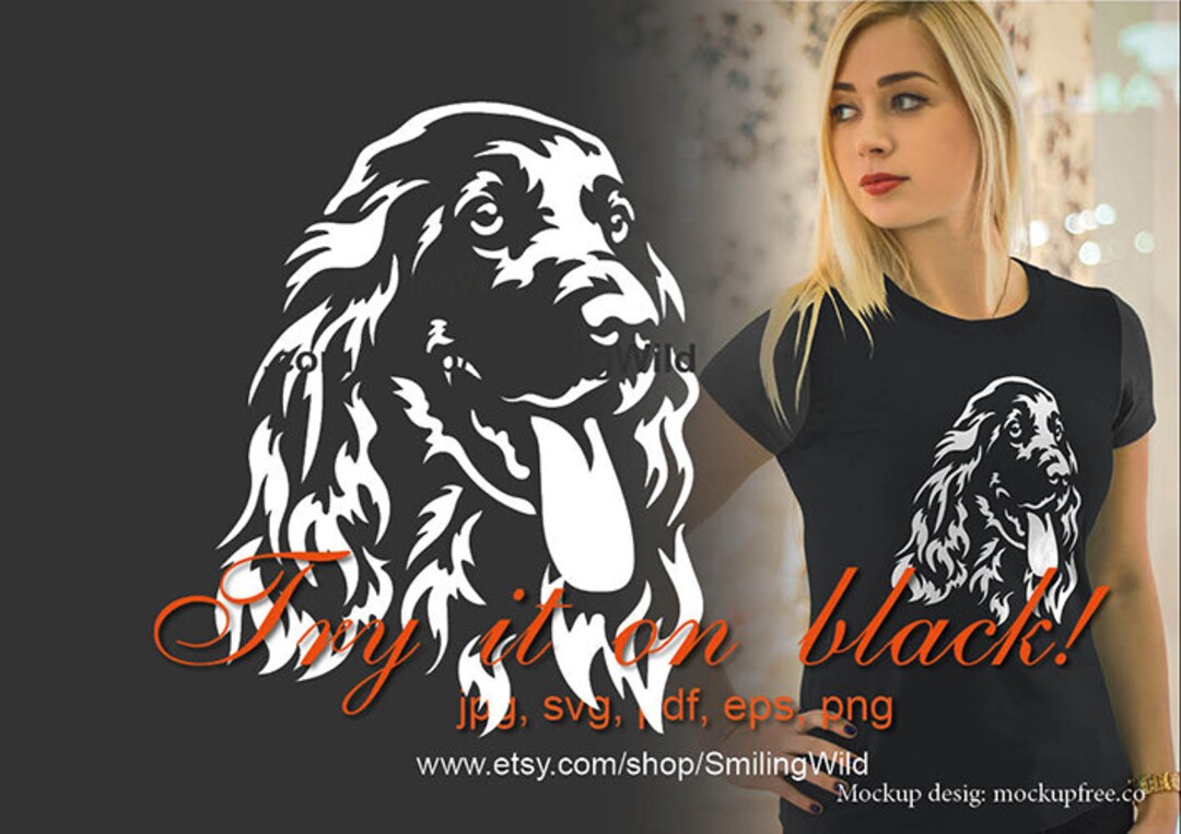 English Cocker Spaniel Svg Clip Art Dog Portrait White Silhouette ...