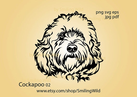Cockapoo Svg Vector Art Portrait Cockapoodle Clipart | Etsy