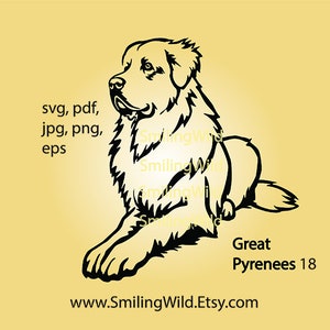 Great Pyrenees Svg Portrait Vector Graphic Art Great Pyrenees Dog Breed ...