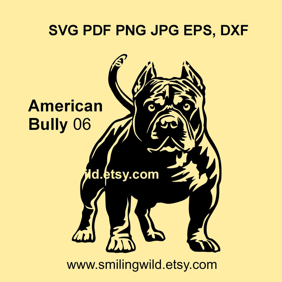 Standing American Bully SVG PNG DXF – Dog Clipart, Realistic Vector ...
