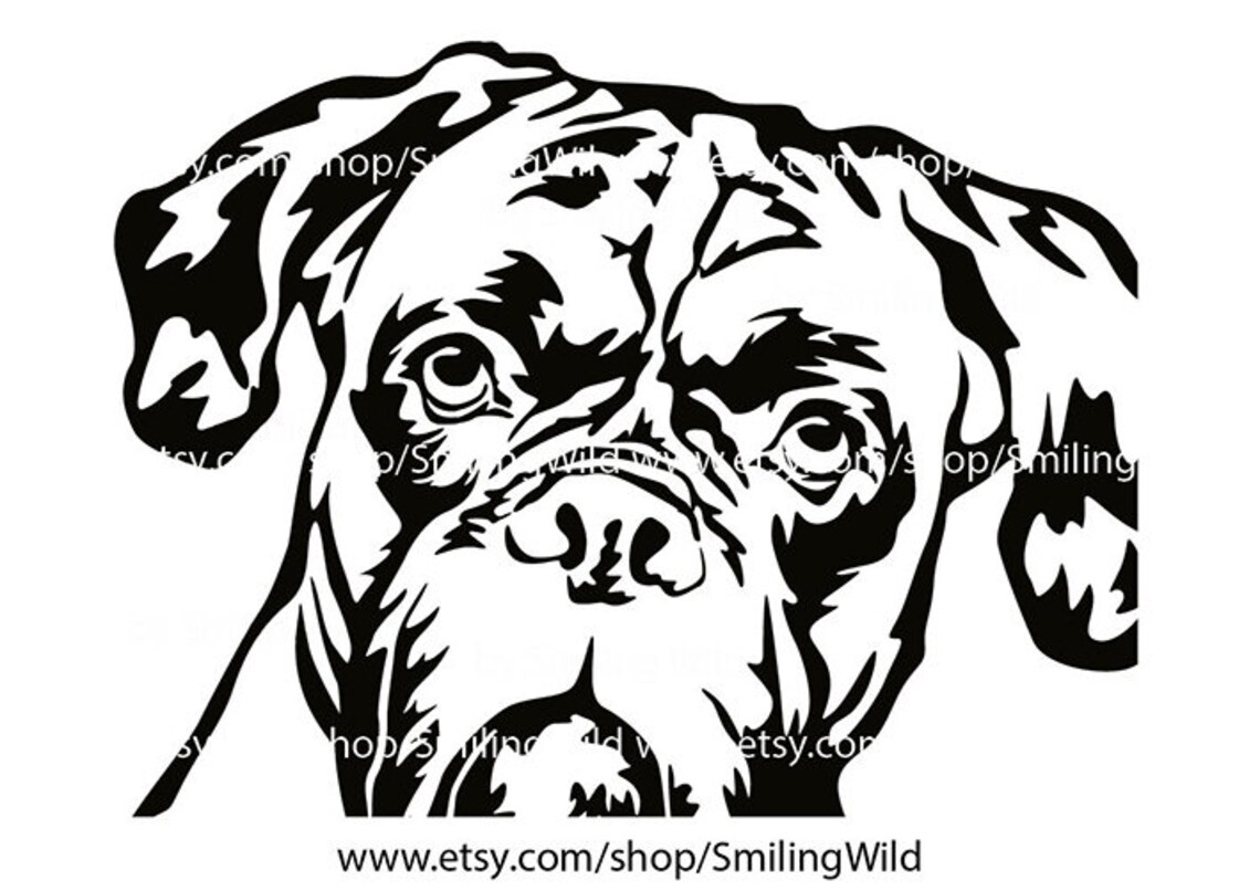 Boxer Dog Breed SVG & PNG Face Vector Graphic Art - Dog Cut File Laser ...